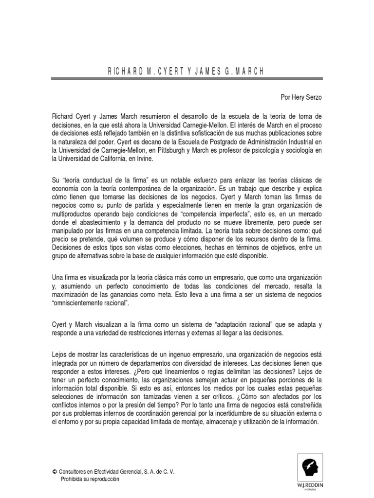 Cyert y March | PDF | Toma de decisiones | Innovación