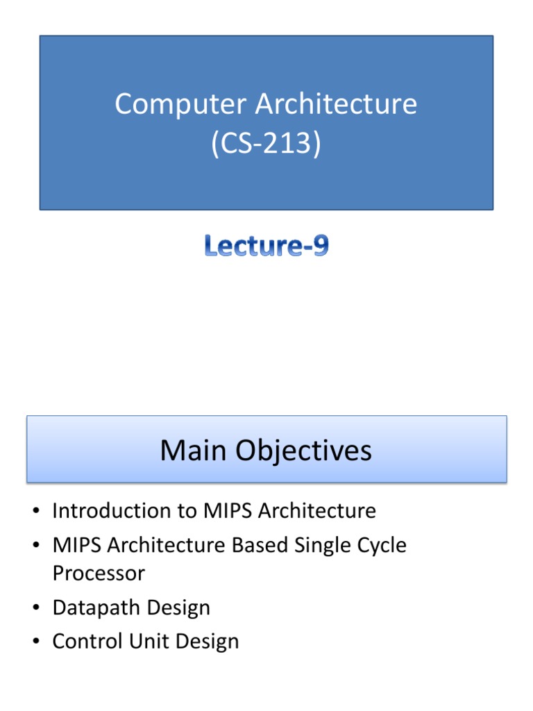 Computer Architecture Mips Processor Description Instruction Set