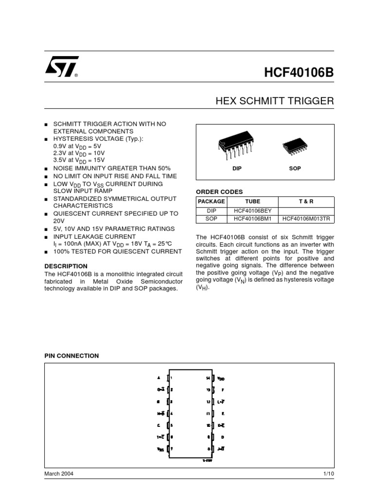 CD40106BE_datasheet | Electronic Circuits | Electrical Engineering