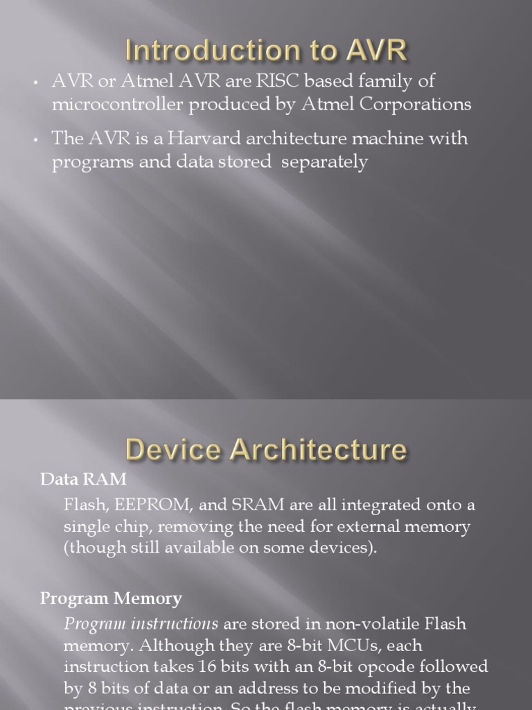 1 AVR Introduction | PDF | Microcontroller | Classes Of Computers