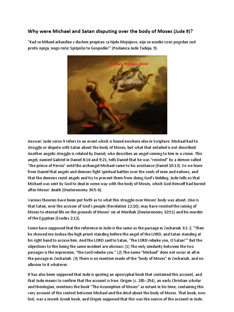 Why were Michael and Satan disputing over the body of Moses? | Epistle ...