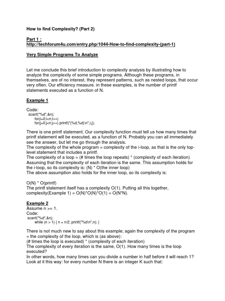 How To Find Complexity | PDF | Control Flow | Computational Complexity Theory