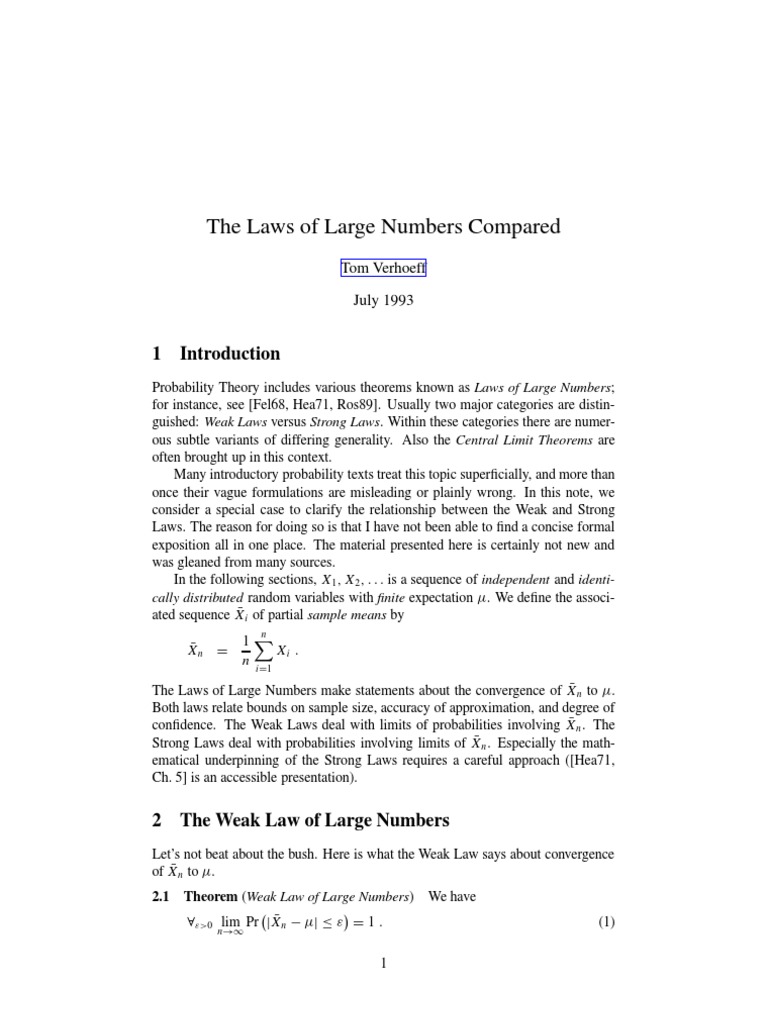 Laws of Large Numbers | PDF