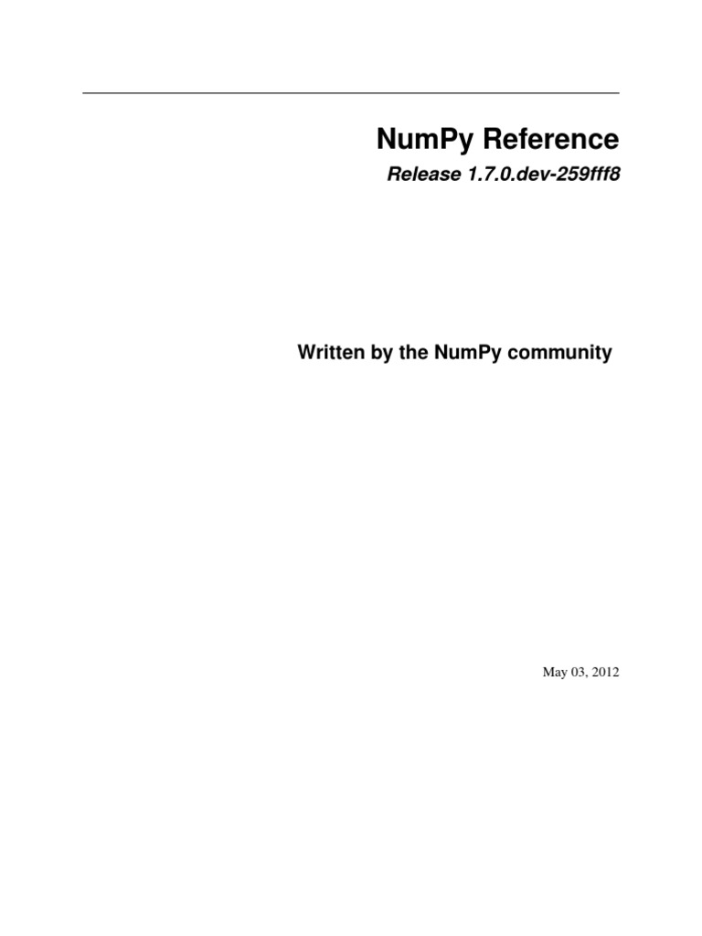 Numpy Ref | PDF | Array Data Structure | Array Data Type