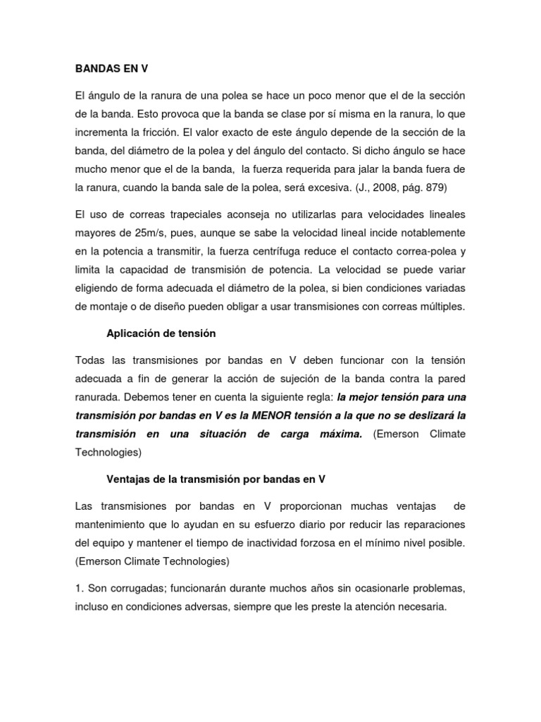 Bandas en V | PDF | Transmisión (Mecánica) | Fuerza