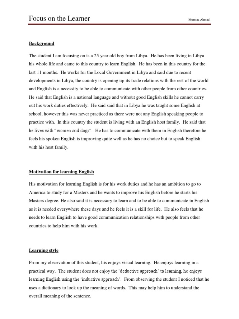 Focus On The Learner | Download Free PDF | English Language | English As A Second Or Foreign ...