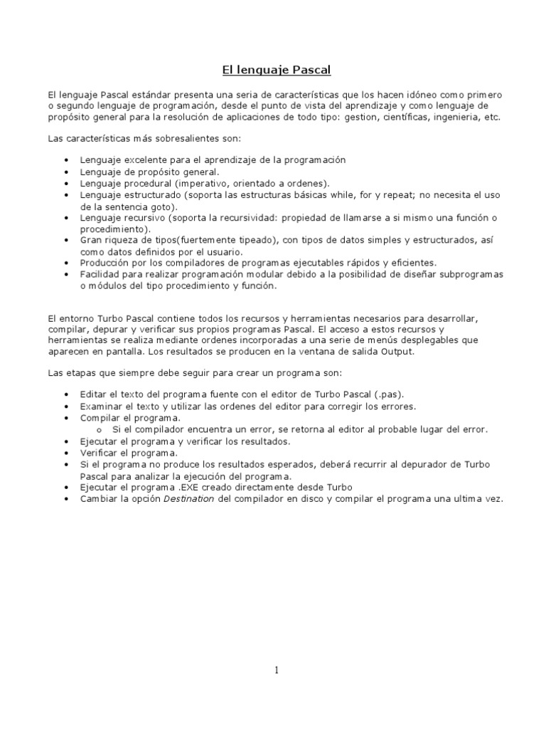 Tutorial de Turbo Pascal | PDF | Lenguaje de programación | Programa de computadora