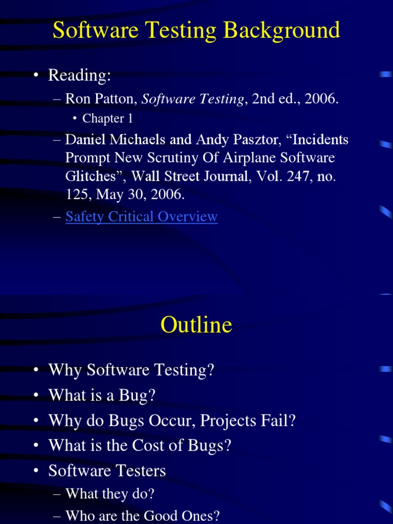 Chapter1 Software Testing Background Pdf Software Bug Software Testing