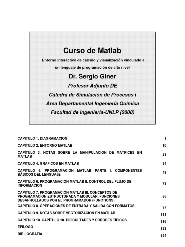 Curso de Matlab | PDF | Métodos y materiales de enseñanza | Informática