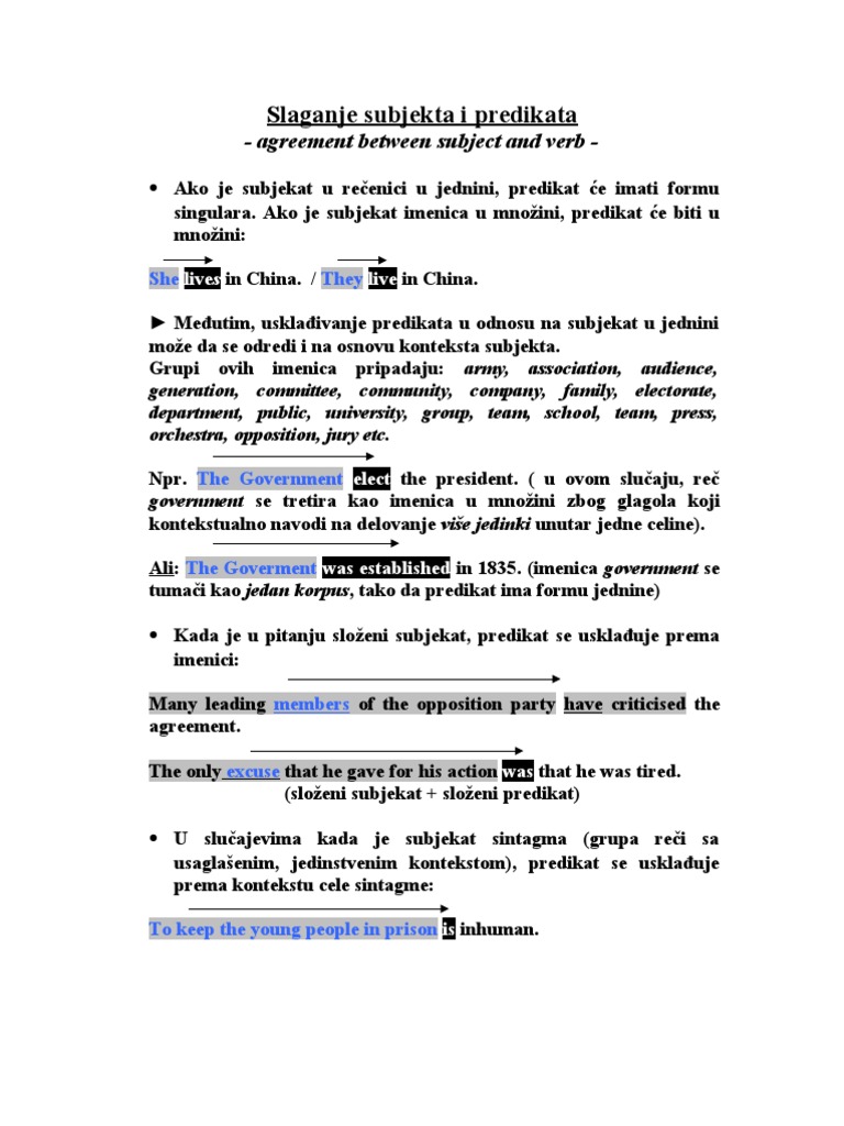 Slaganje Subjekta I Predikata | PDF