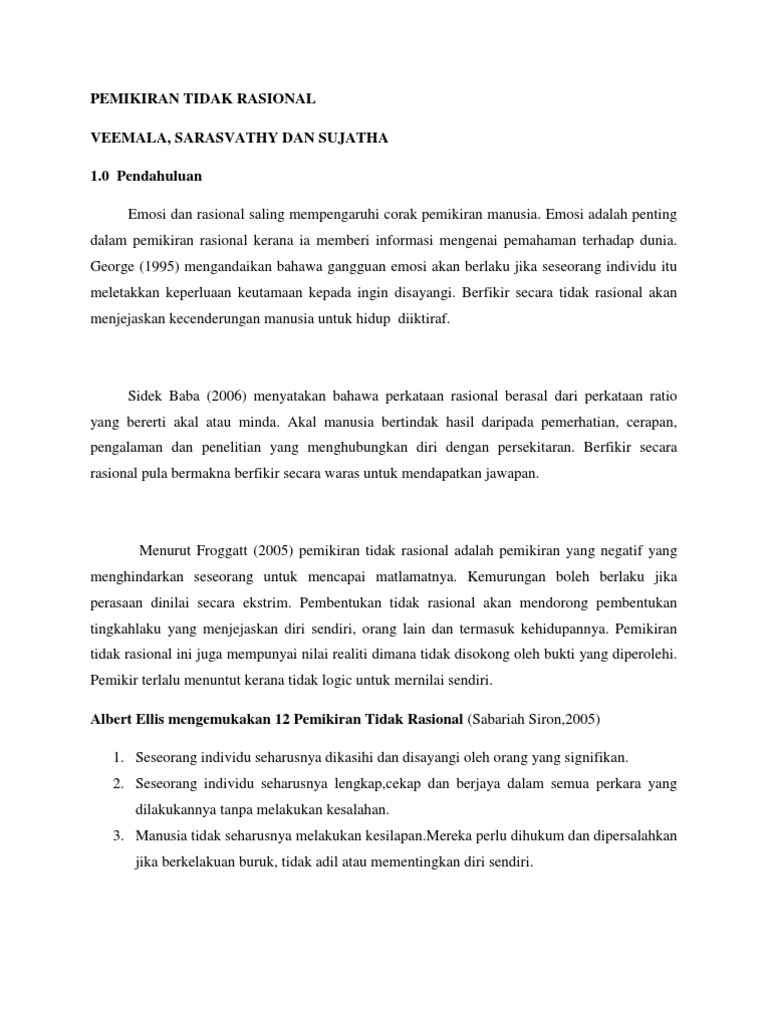 Pemikiran Tidak Rasional | PDF | Pengembangan Diri