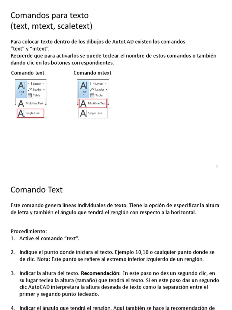 Comandos de Texto Autocad | PDF | Métodos y materiales de enseñanza ...