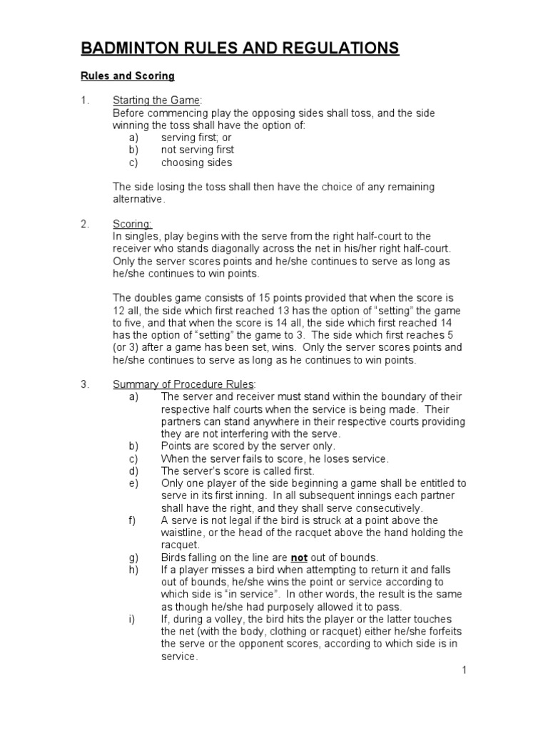 Badminton Rules and Regulations | Ball Games | Athletic Sports