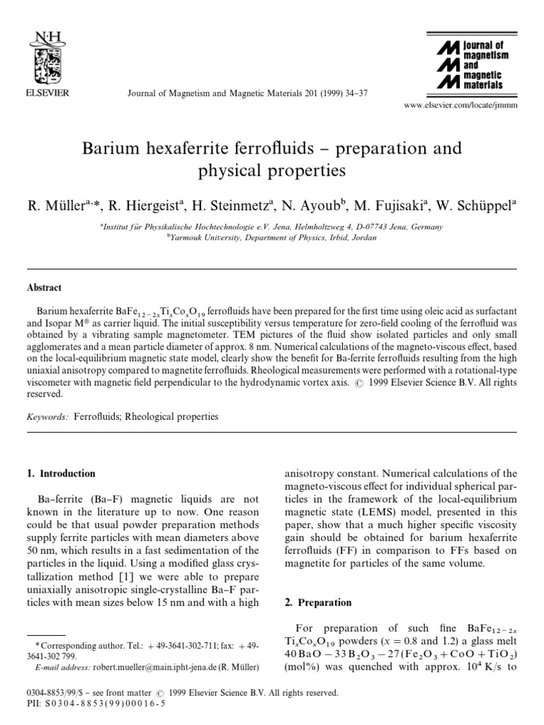 Barium Hexaferite | PDF | Viscosity | Anisotropy