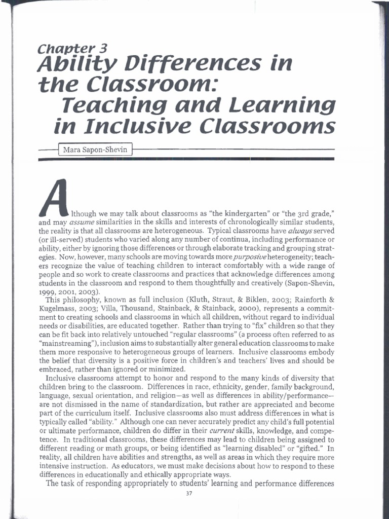 Ability Differences in The Classroom | PDF | Inclusion (Education ...