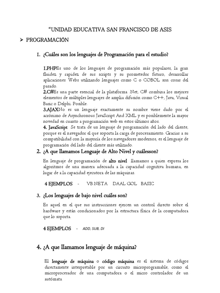 Preguntas de Programacion | PDF | Programa de computadora | Programación