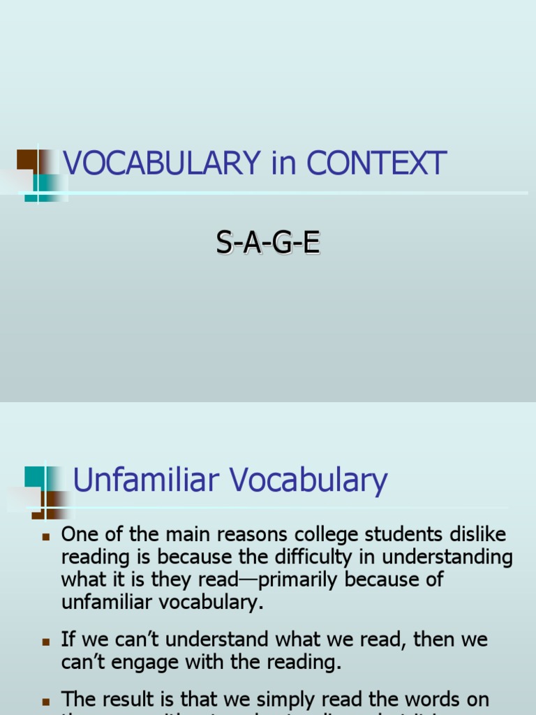 Vocab in Context | Word | Vocabulary