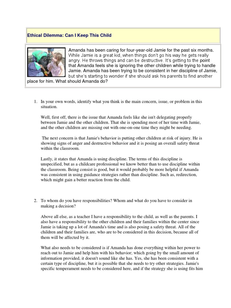 Ethical Dilemma | PDF | Early Childhood Education | Child Development