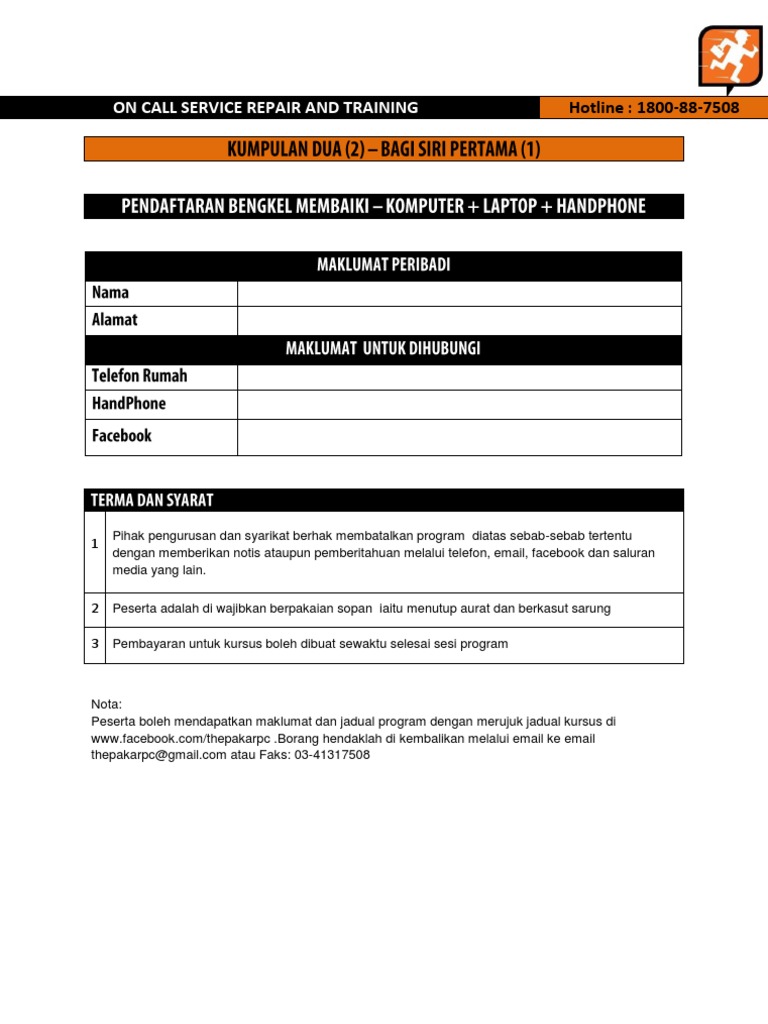 Borang Pendaftaran Bengkel 3+1 - Group 2 | PDF