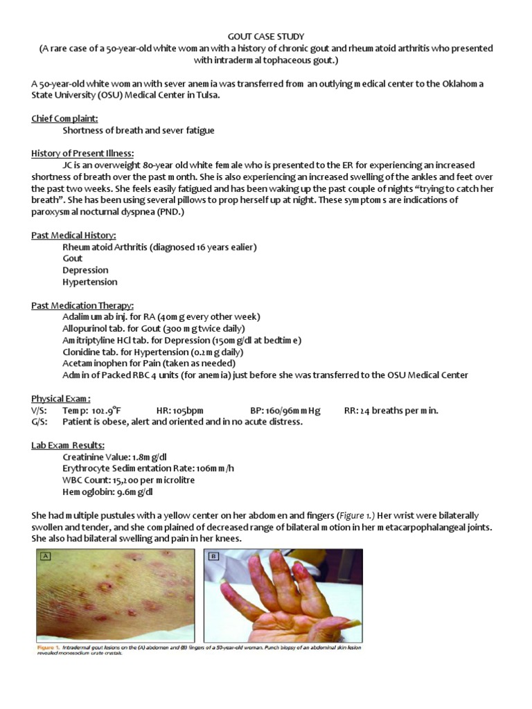 GOUT Case Study | PDF | Gout | Anemia