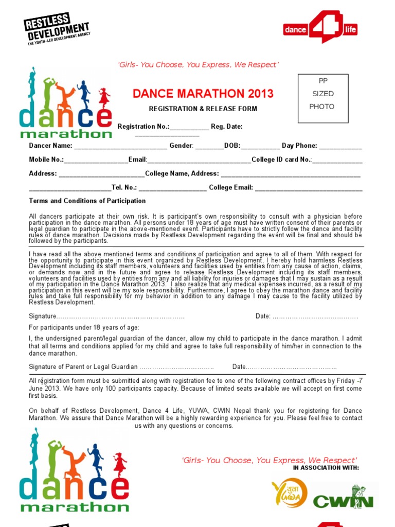 Dance Marathon Registration | PDF | Marathon | Physical Exercise