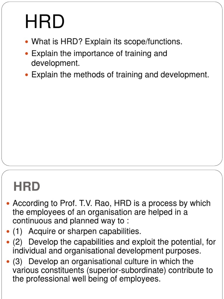 What Is HRD? Explain Its Scope/functions. Explain The Importance of ...