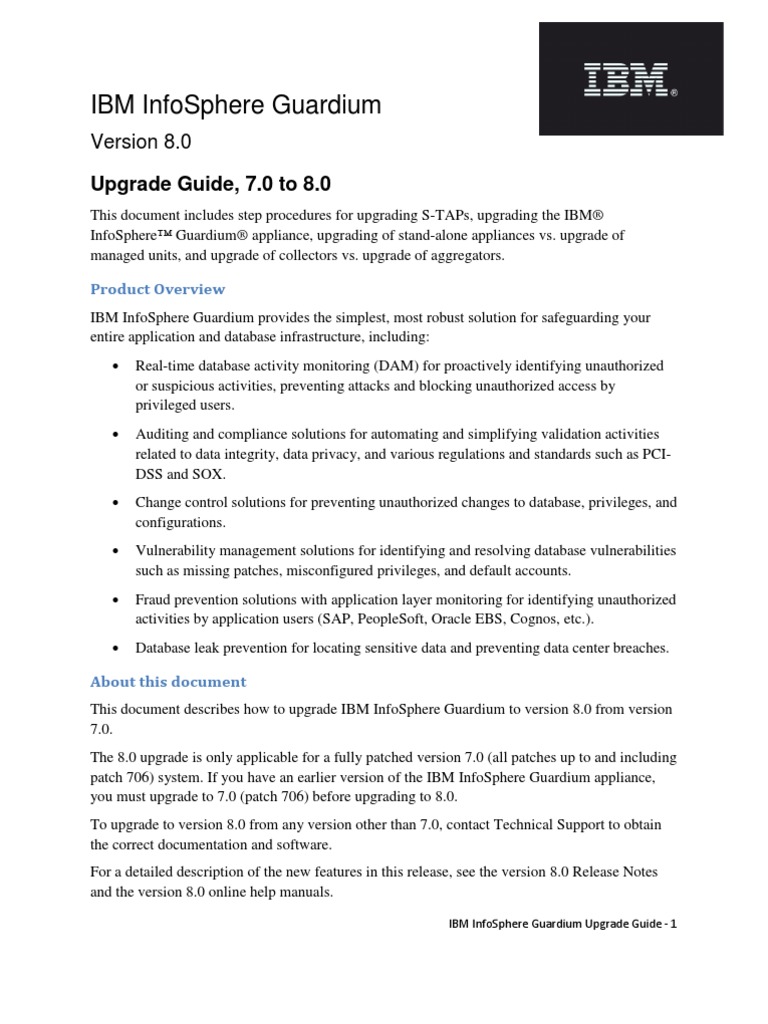 Ibm Infosphere Guardium: Upgrade Guide, 7.0 To 8.0 | PDF | Command Line ...