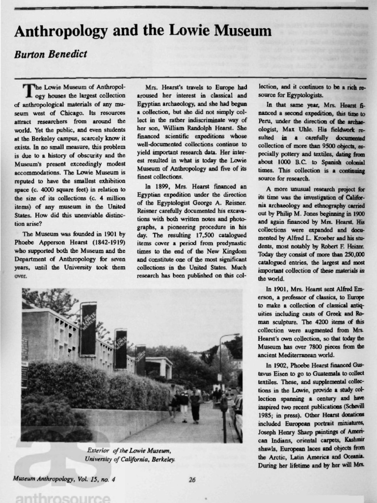 Anthropology and The Lowie Museum | PDF | Museum | Anthropology