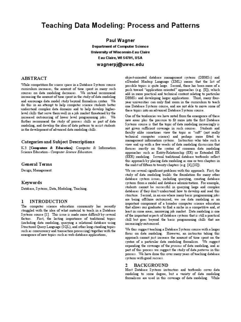 Teaching Data Modeling Paper | PDF | Data Model | Databases