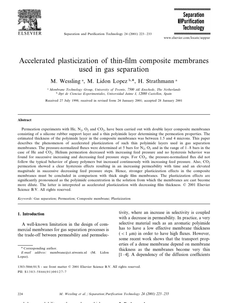 Accelerated Plasticization of Thin-Film Composite Membranes Used in Gas ...