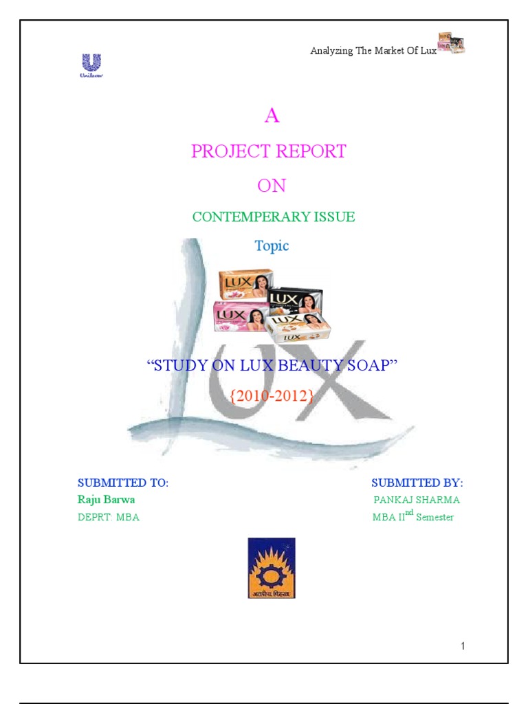 Project Report: "Study On Lux Beauty Soap" | PDF | Retail | Unilever
