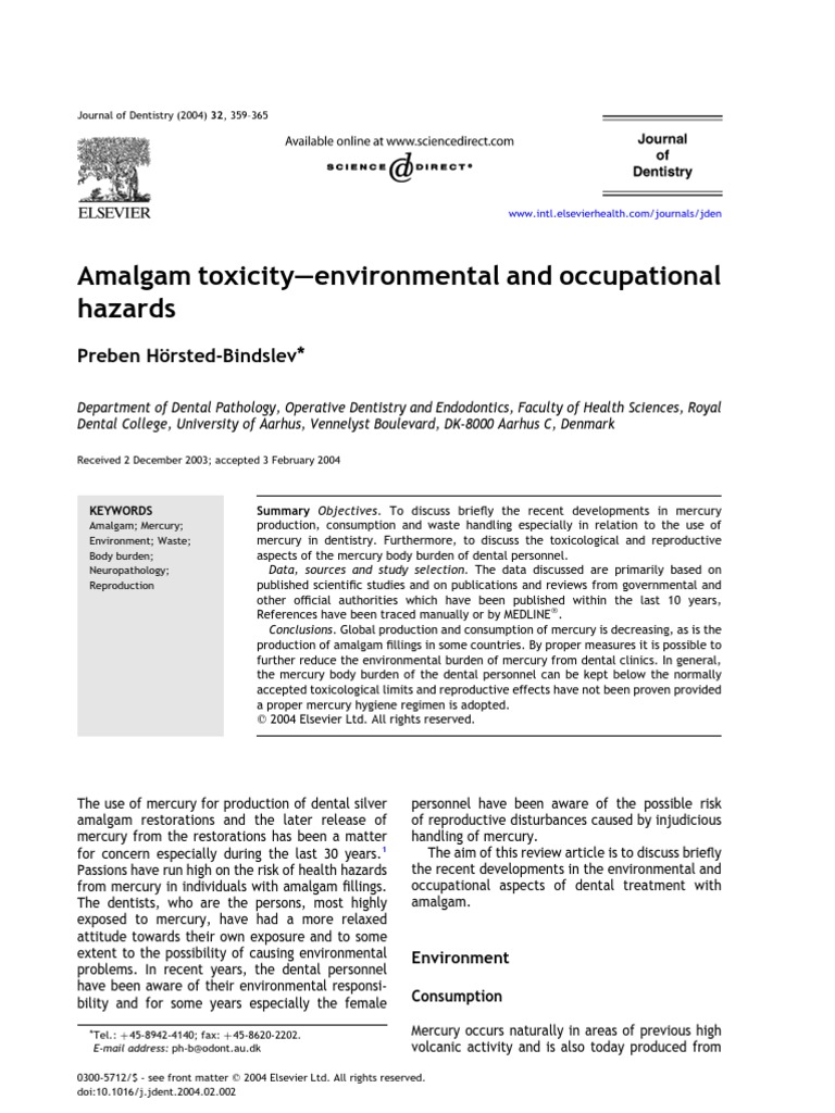 Amalgam Toxicity-Environmental and Occupational Hazards | PDF | Mercury ...