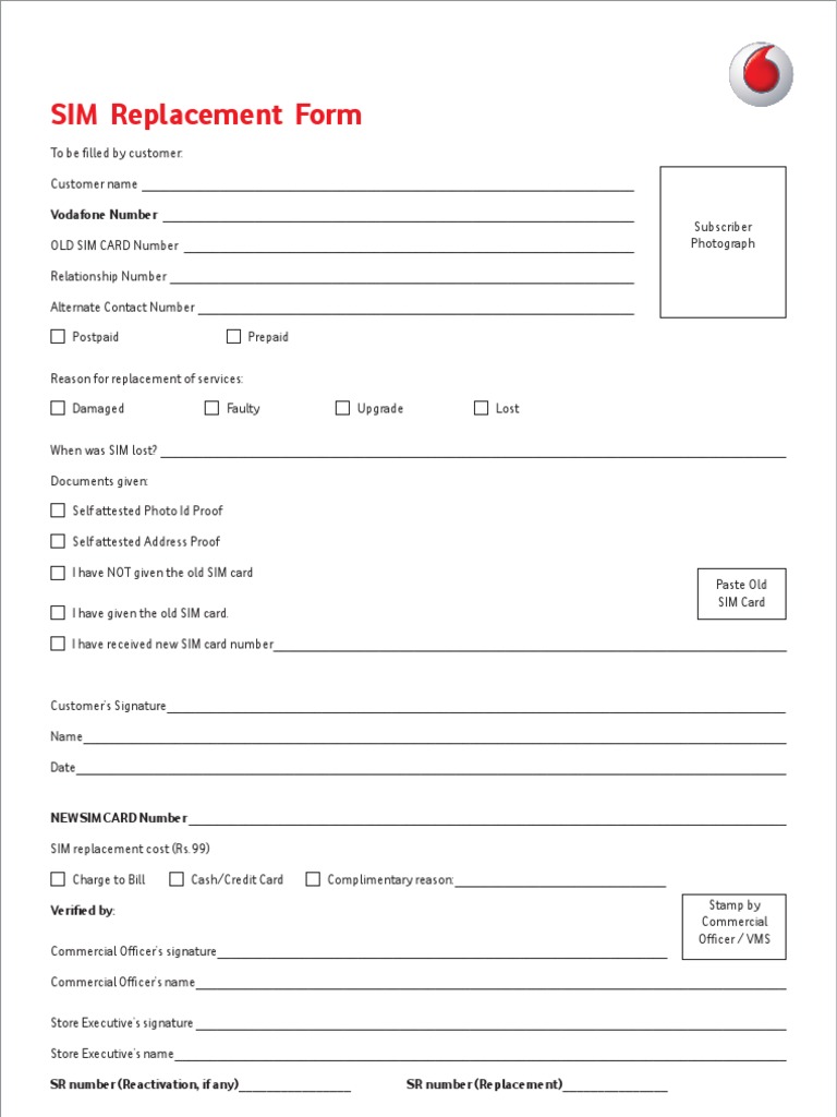 Sim Replacement Form For Lost Sim Card | PDF | Business | Finance ...