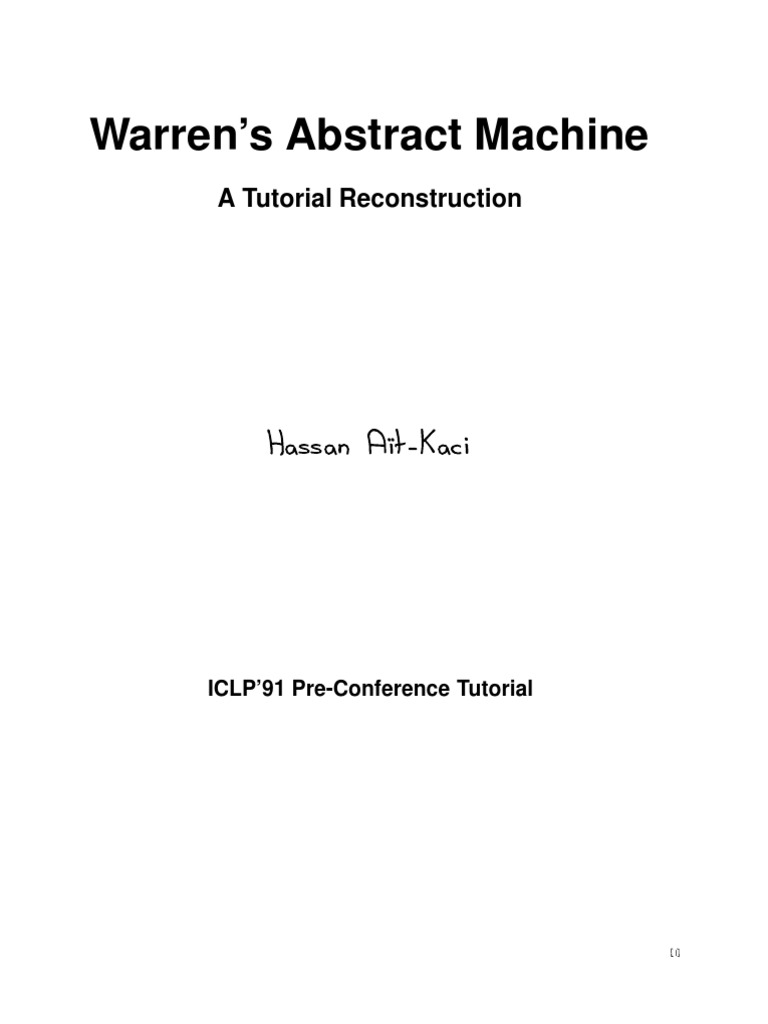 Warren's Abstract Machine: A Tutorial Reconstruction | PDF | Variable (Computer Science ...