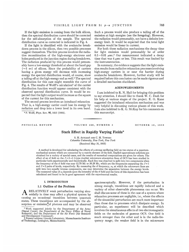 Stark Effect in Rapidly Varying Fields | PDF | Spectroscopy ...