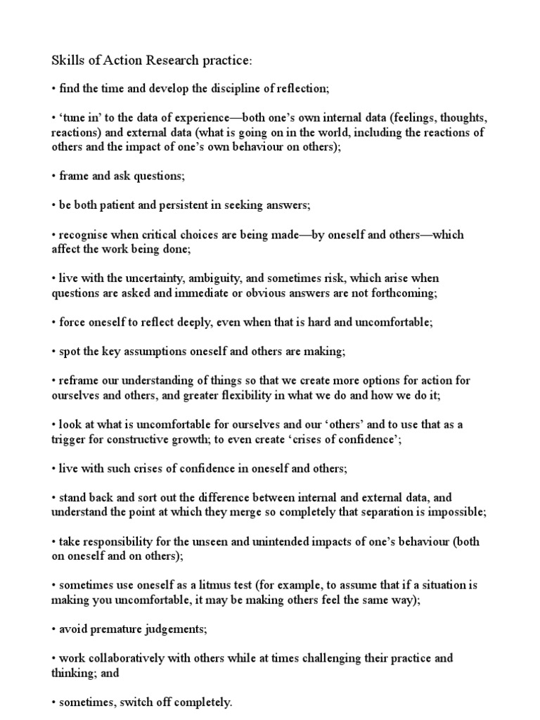 Action Research Skills Guide | PDF | Self-Improvement