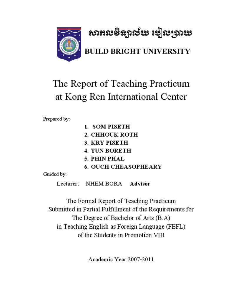 Practicum Report For BBU - Final Edition | PDF | Lesson Plan | Foreign ...