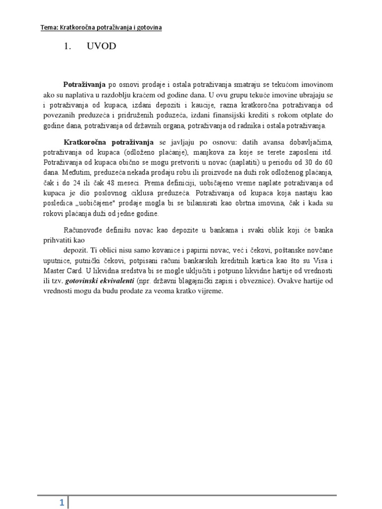 Kratkorocna Potrazivanja | PDF