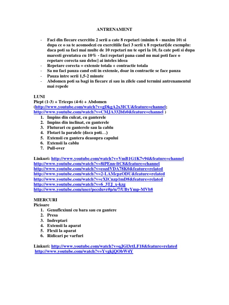 Antrenament Fitness (Fitness Program) | PDF | Wellness