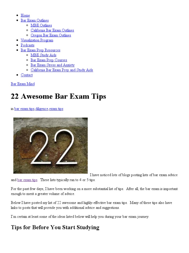 22 Highly Effective Bar Exam Tips Pdf Pdf Test Assessment Anxiety