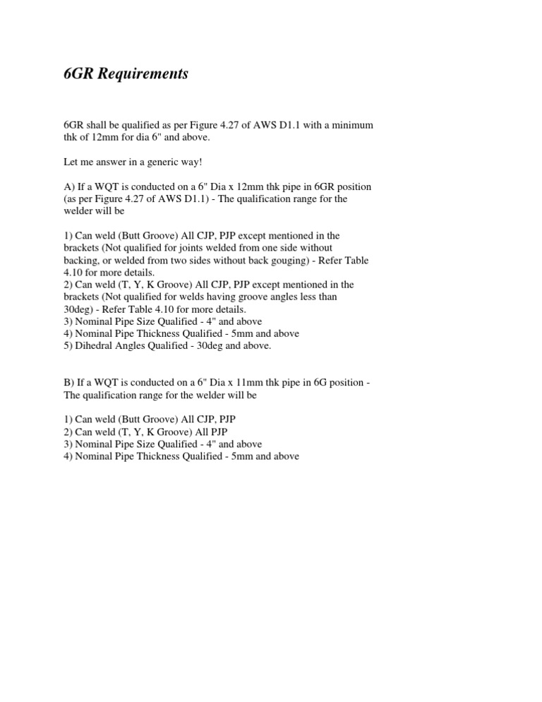 6GR Welding Qualification Requirements | PDF