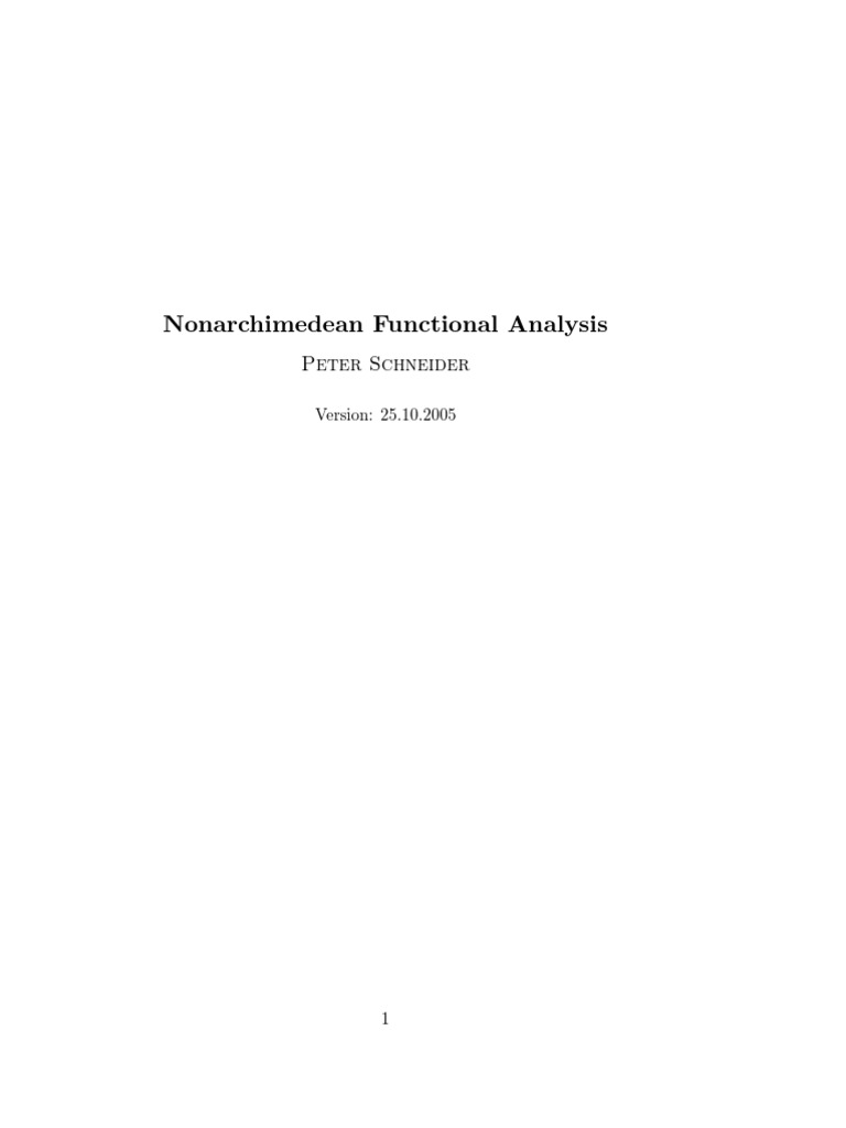Schneider-Nonarchimedean Functional Analysis 2 | PDF | Norm (Mathematics) | Banach Space
