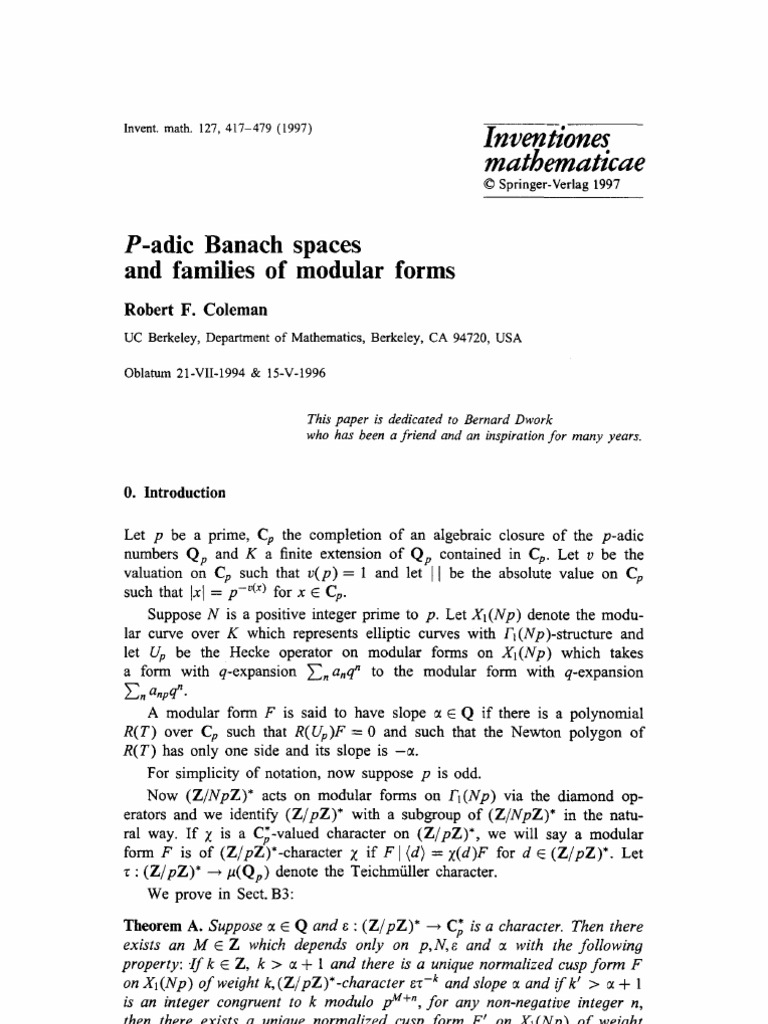 P-Adic Banach Spaces | PDF | Basis (Linear Algebra) | Banach Space