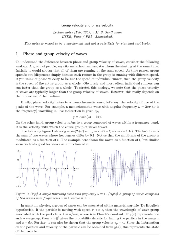 Phase vs Group Velocity Explained | PDF | Waves | Theoretical Physics