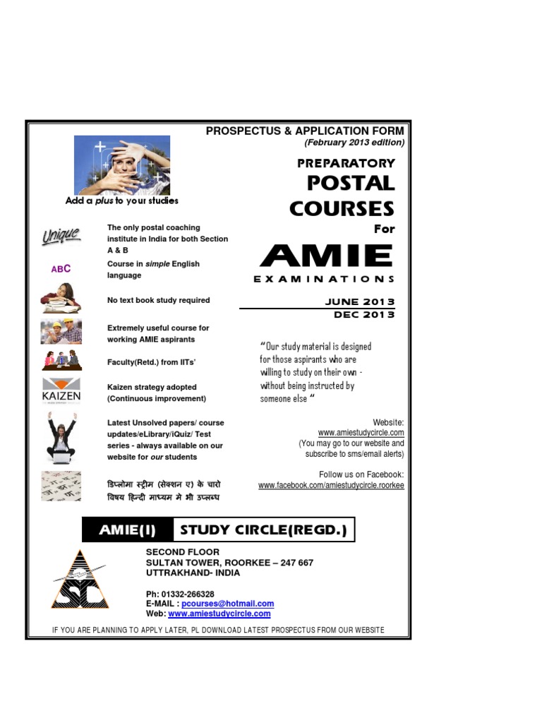 AMIE Study Circle Prospectus 2013 | PDF | Engineering | Test (Assessment)