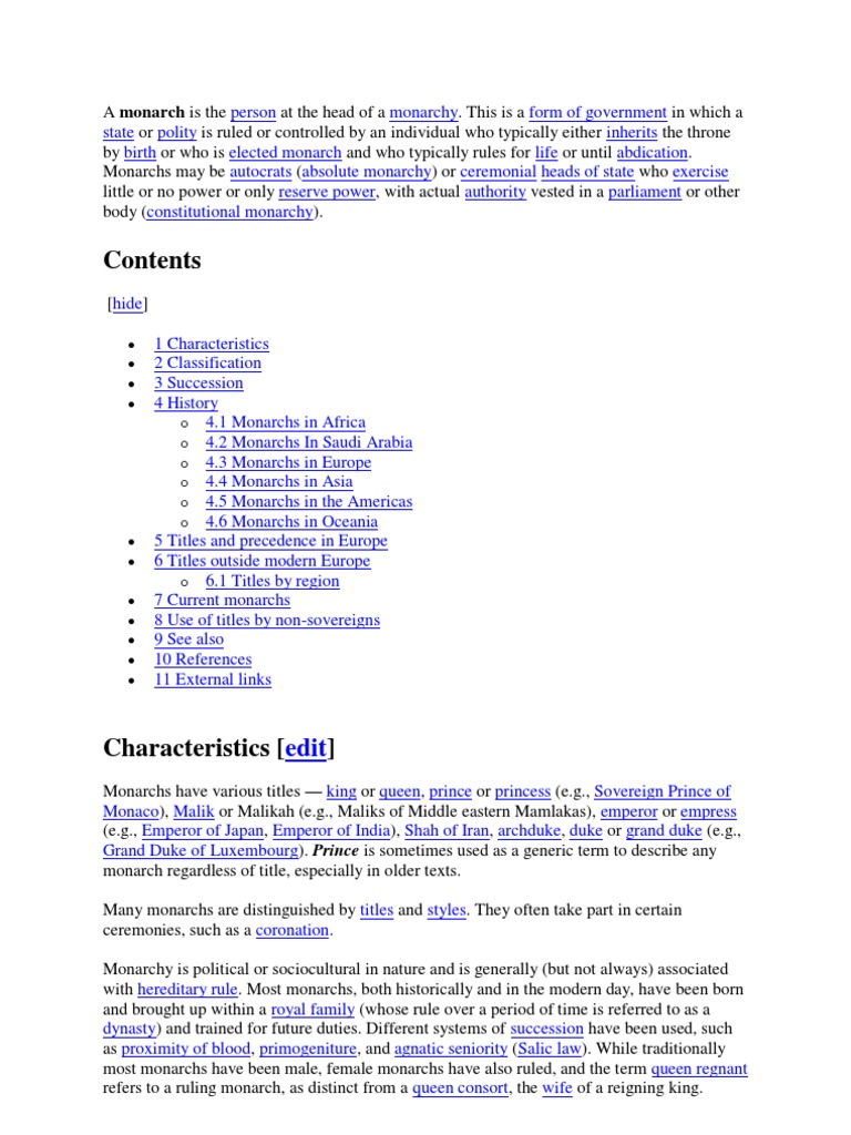 A Monarch | PDF | Monarchy | Monarch