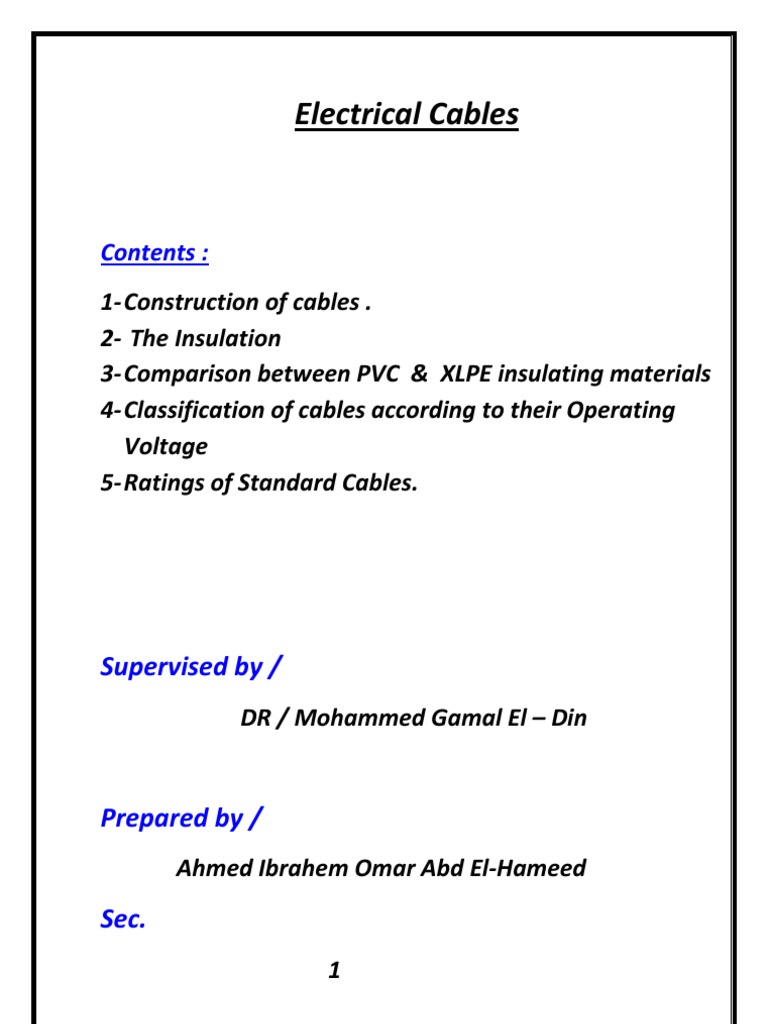 Electrical Cable Guide | PDF | Cable | Insulator (Electricity)