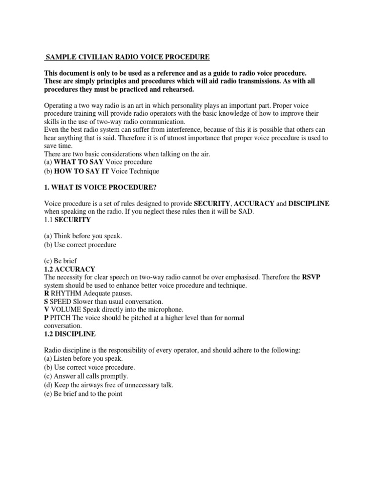 Sample Civilian Radio Voice Procedure Notes | PDF | Linguistics | Human ...