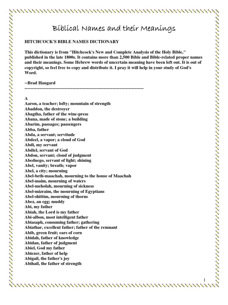 Biblical Names and Their Meanings | PDF | Religion & Spirituality ...