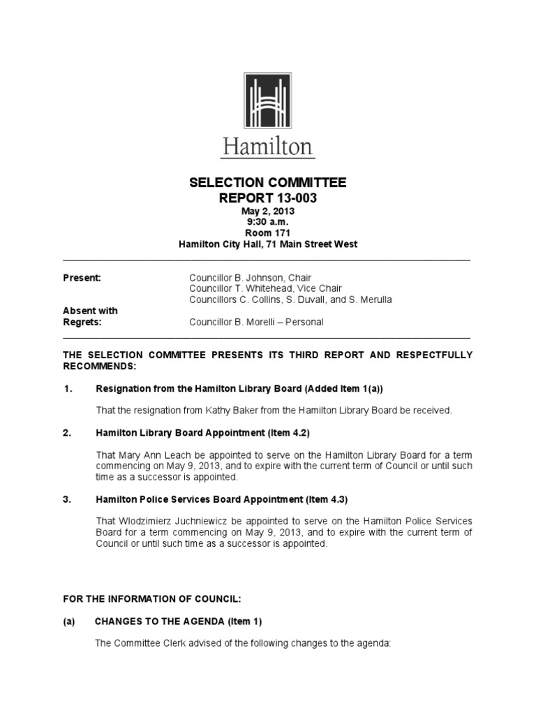 Selection Committee Report 13 003 440882 1 | PDF | Constitutional Law ...